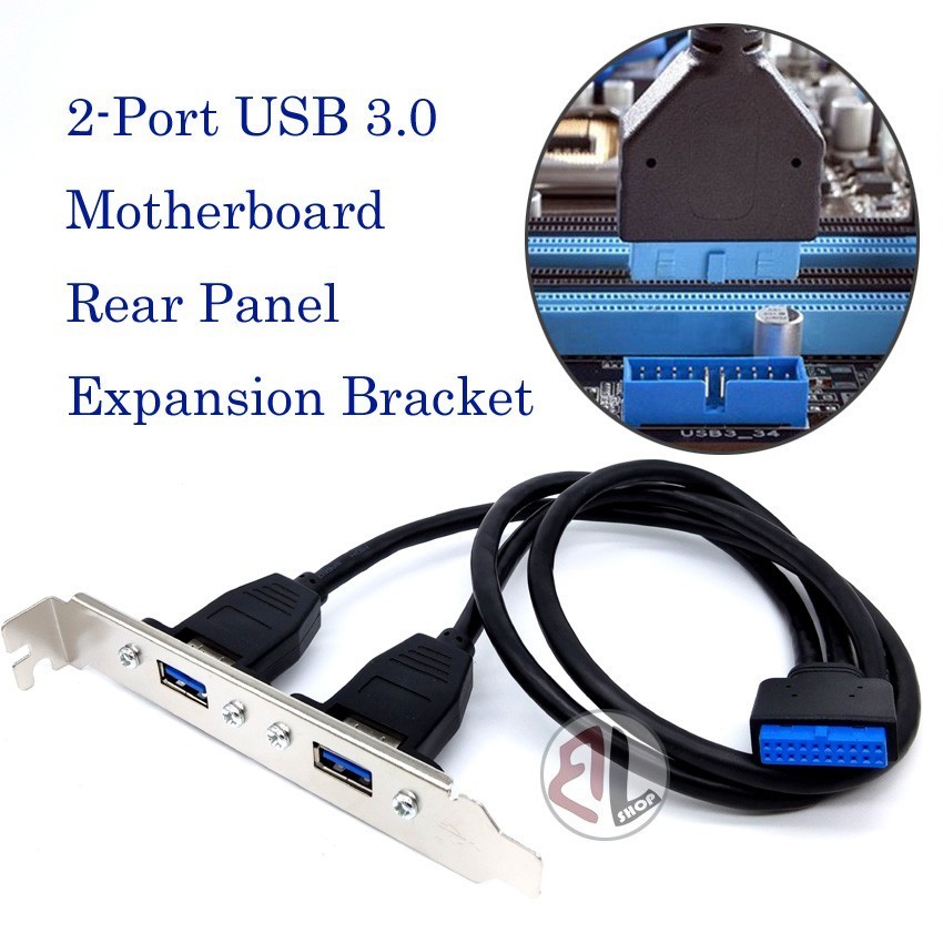 2-Port USB 3.0 Motherboard Rear Panel Expansion Bracket Host Adapter ...