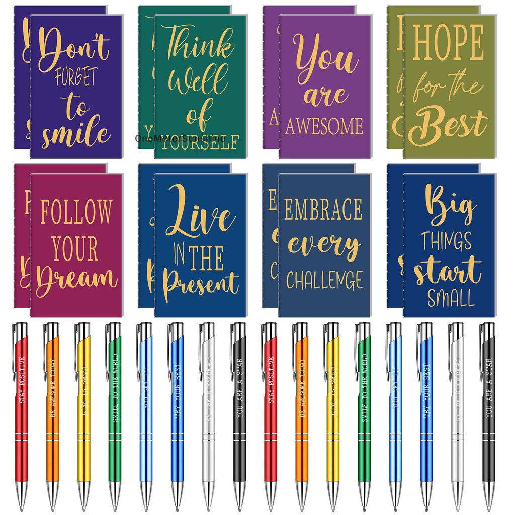 OMS 32 Pcs Inspirational Notebooks Motivational Ballpoint Pens Thank ...