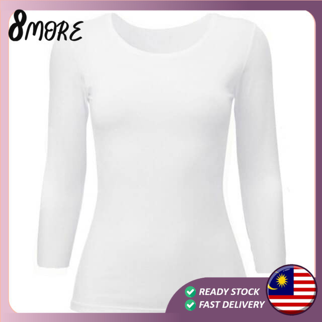 [A8More] Women Inner Plain Muslimah Long Sleeved Innerwear, Baju ...
