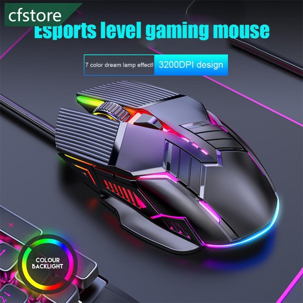 CFSTORE Ergonomic Wired Gaming Mouse USB Computer Mouse Gaming RGB Mause Gamer Mouse 6 Button ...