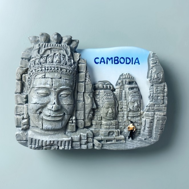 Cambodian Angkor Wat Khmer Smiling Statue Refrigerator Stickers Resin ...