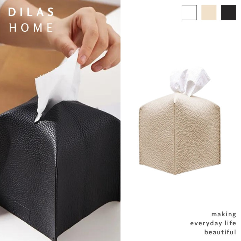 DILAS HOME Modern Minimalist Square PU Leather Tissue Paper Toilet Roll ...