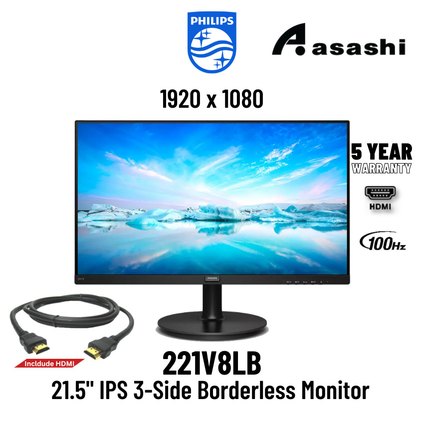 Philips 221V8LB 21.5" 100Hz VA 4ms LED Monitor (VGA/ AUXO) | Shopee ...