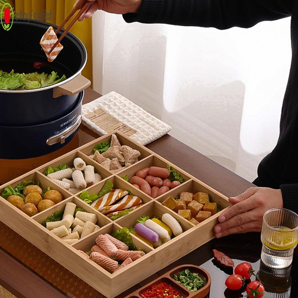 Wooden Storage Divider Box 2/3/4/6/9 Grids Vintage Serving Tray Divider ...