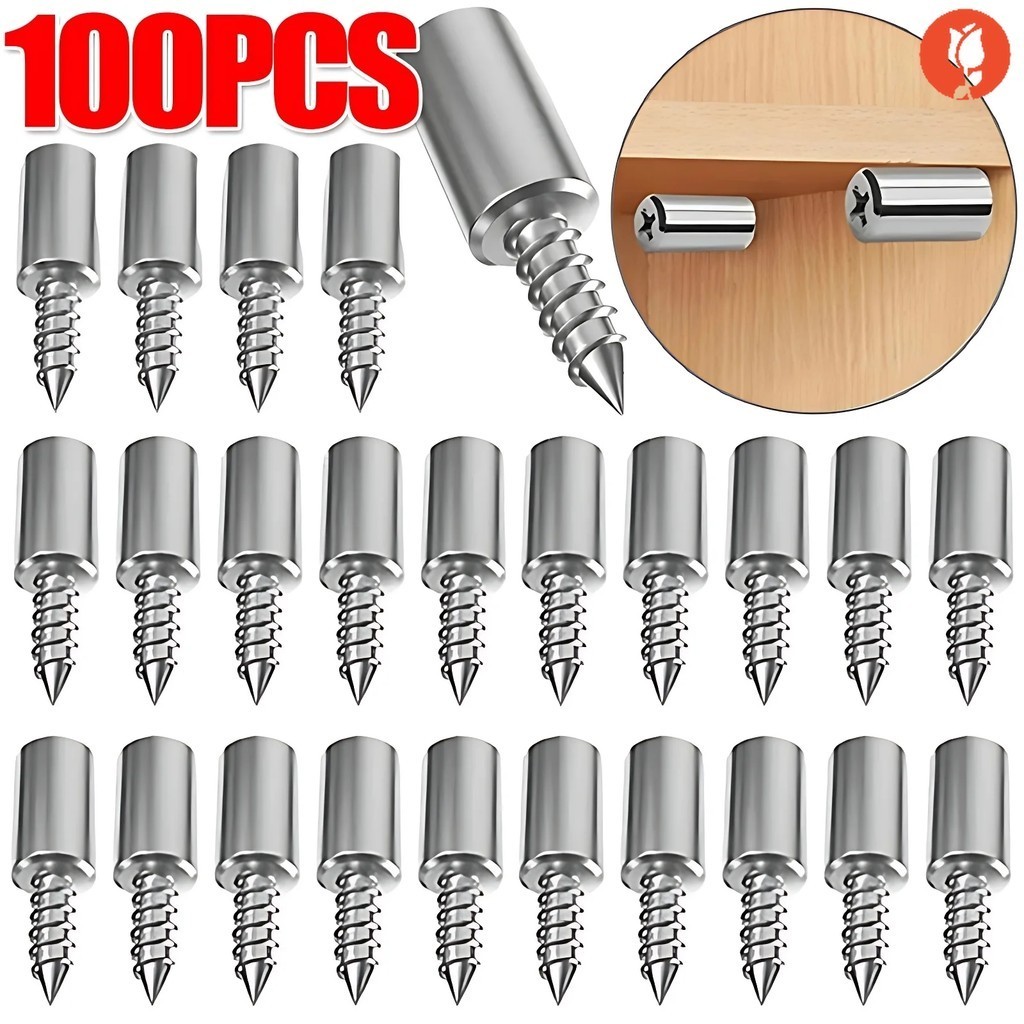 100PCS Wardrobe Self-tapping Bracket Screw Shelf Partition Bracket ...