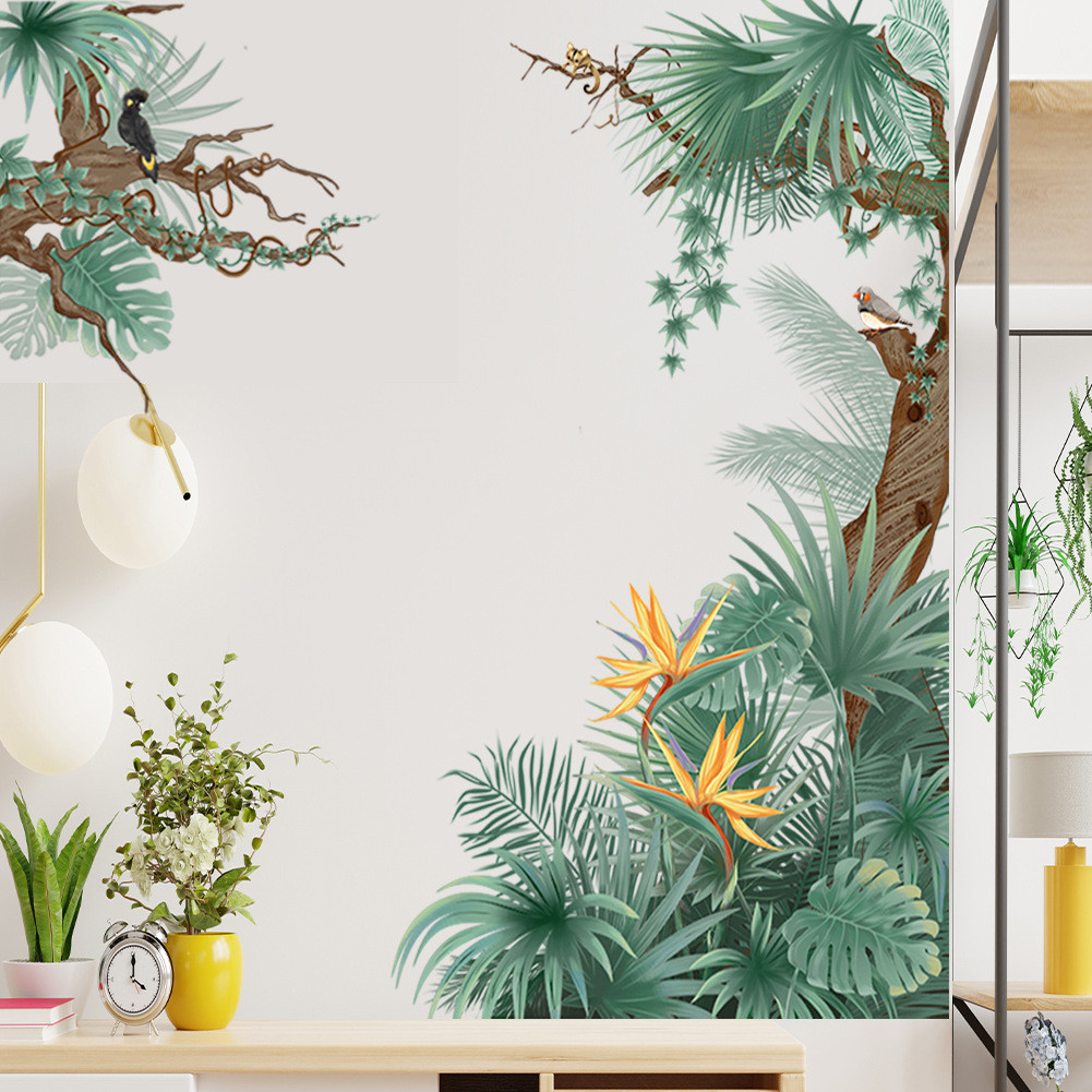 Wallpaper Tropical Rainforest Plantain Leaf Wall Stickers Living Room