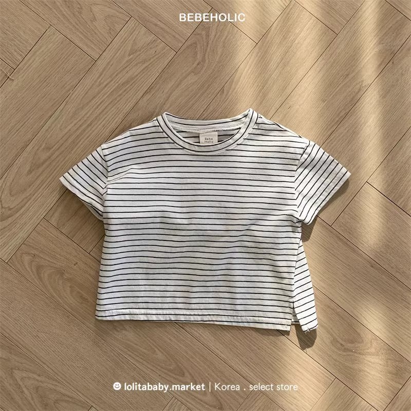 Korean Style Newborn Clothes Baby Tops Short Sleeves Stripe Cotton ...