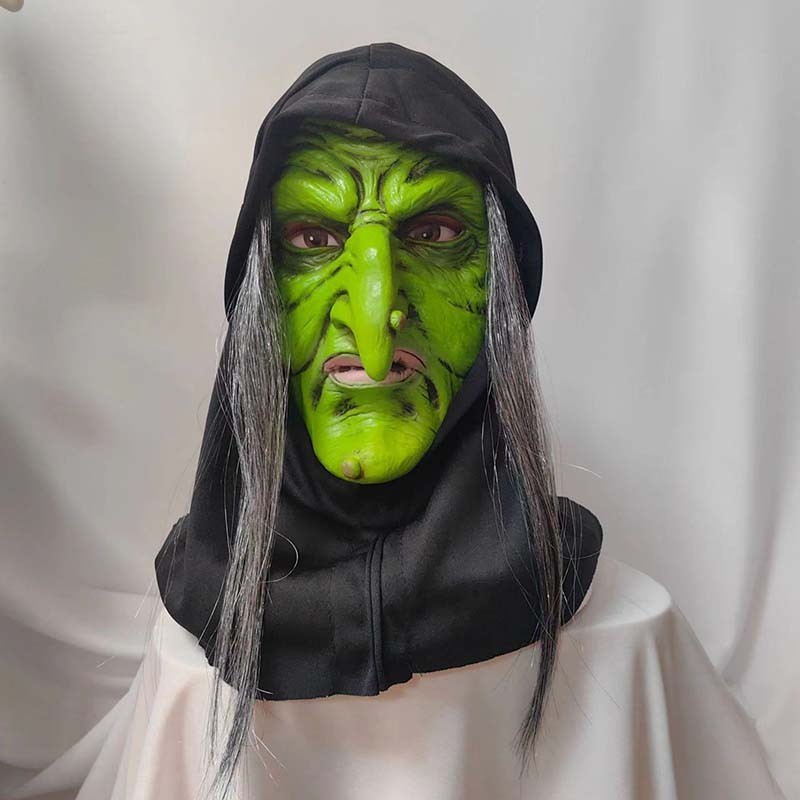 Halloween Horror Old Witch Mask with Hat Cosplay Scary Clown Hag Latex ...