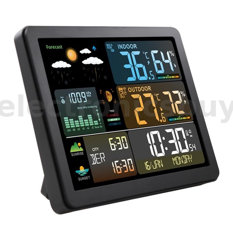 Electronic Weather Station Smart Color Screen Multi-function Alarm ...