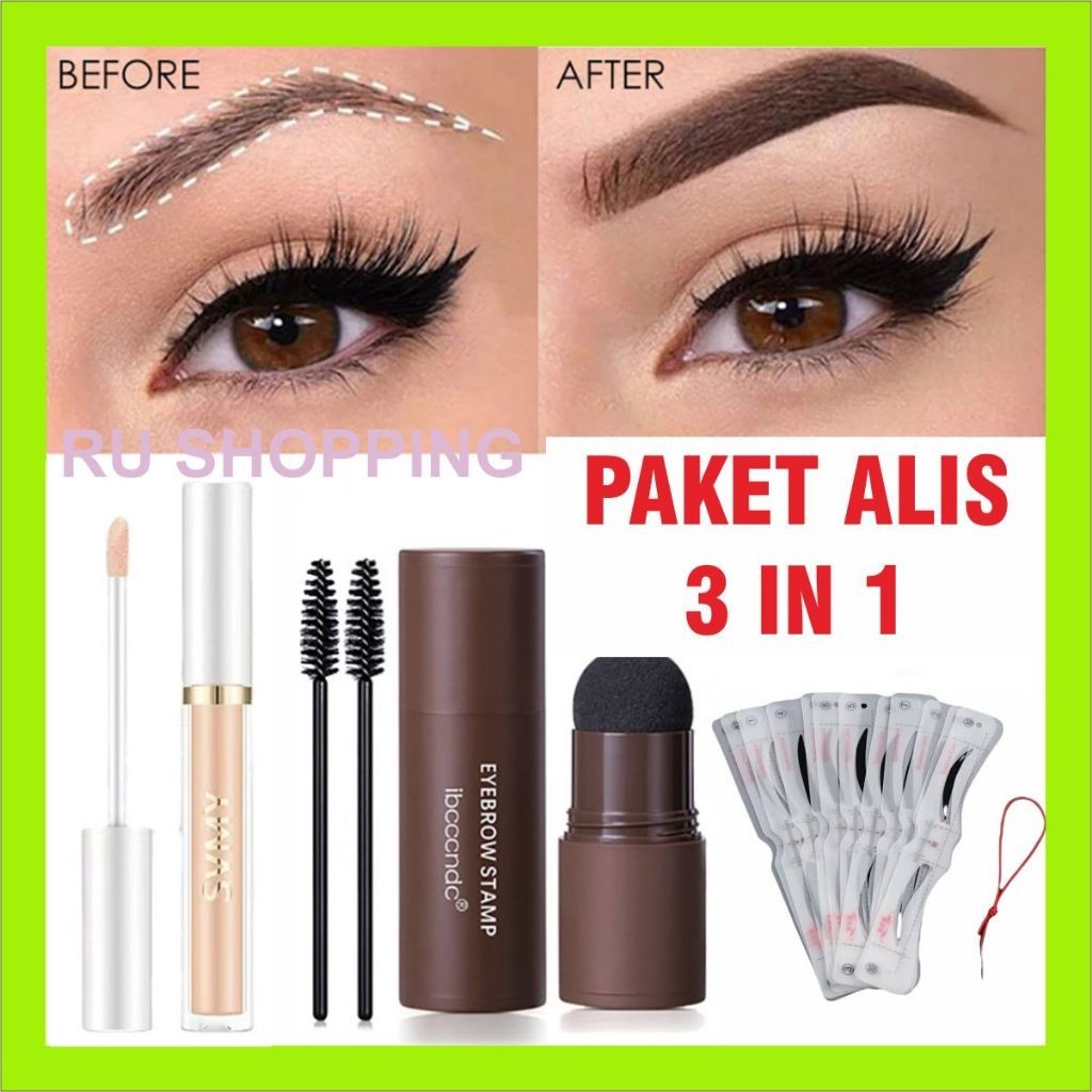 Bundling Package (3 Pcs) Eyebrow Powder + 12 Pcs Rope Eyebrow Mold ...