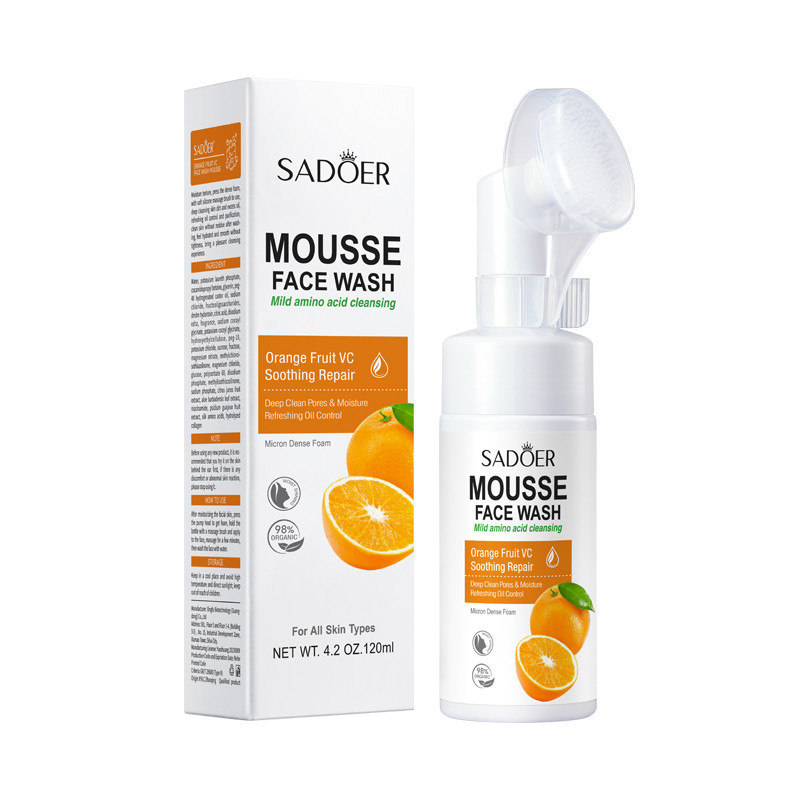ROREC SADOER Orange Fruit VC Mousse Face Wash Amino Acid Deep Clean Pores Moisturizing Foam ...