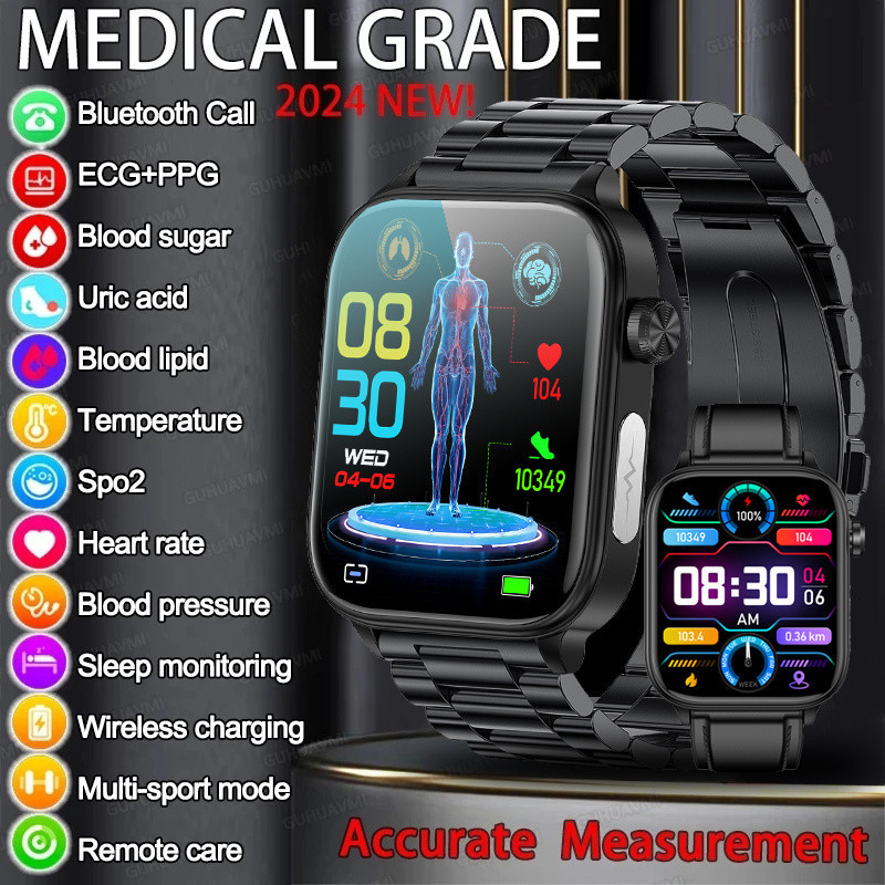 2024 New Medical Grade Smart Watch Men Blood Glucose Lipid and Uric ...