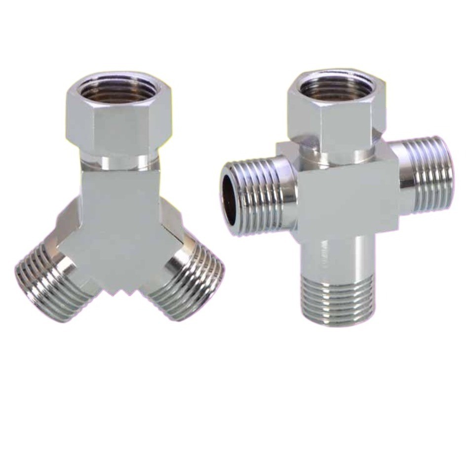 Three-way Joint 4 Point 20mm 1/2 One-in Two-out Brass Inner Outer Wire ...