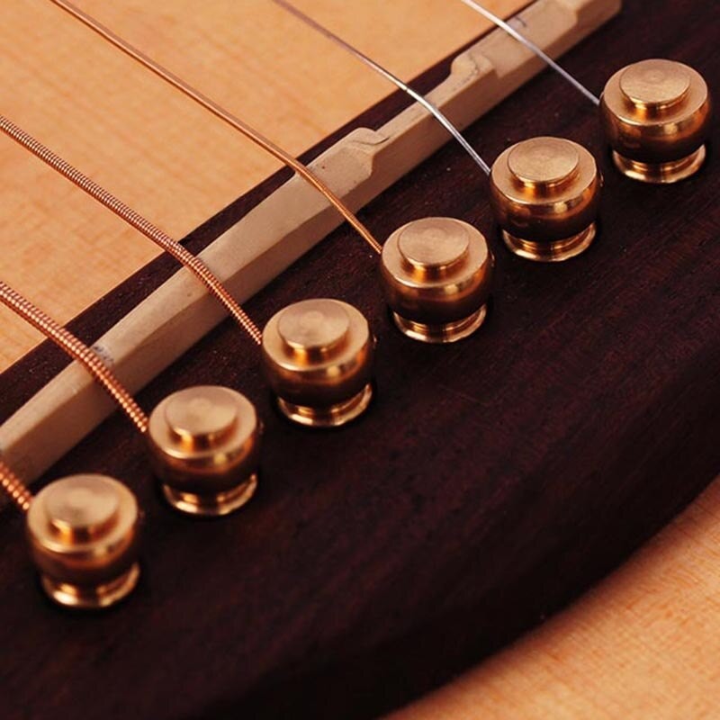 6 Pcs Acoustic Guitar Bridge Pin Guitar Strings Nail Solid Copper Brass ...