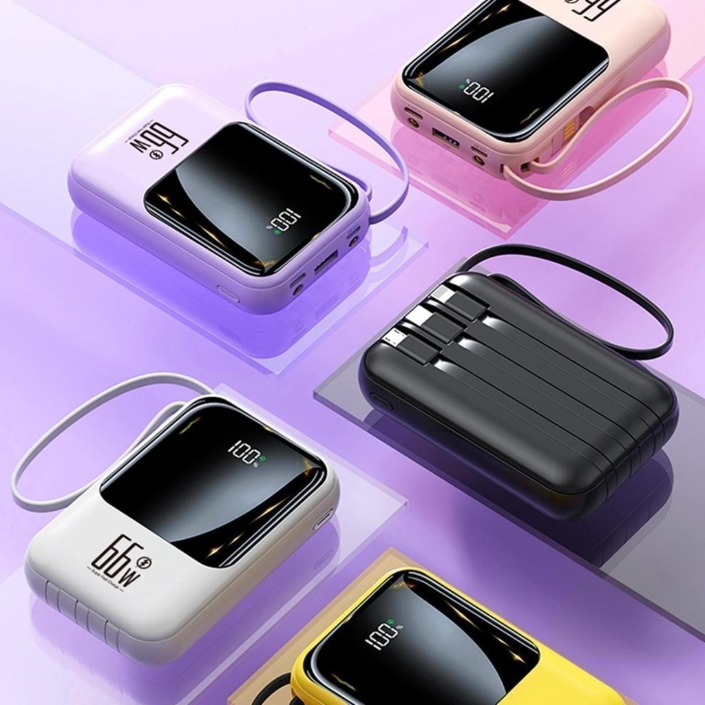 Mini power bank 10000mah Latest Fast Charging Built-in 3 Cables Digital ...