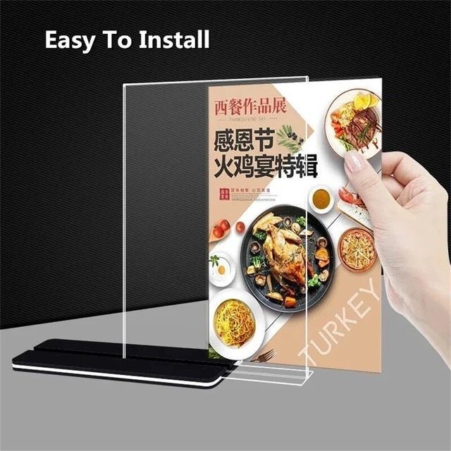 Vertical & Horizontal Tabletop T-shaped Mica Menu (A4 - A5 - A6 - A7 ...