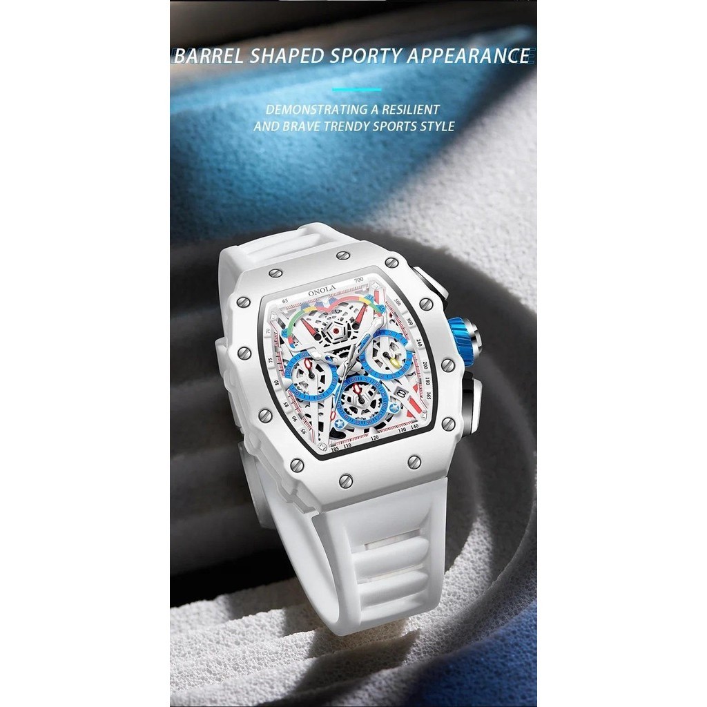 ONOLA Luxury Wine Barrel Waterproof Luminous Date Chronograph Casual ...