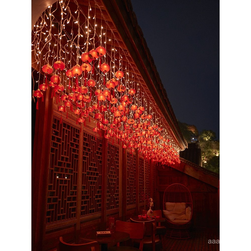 Led Solar Little Red Lantern Small Lantern Outdoor Waterproof Spring ...