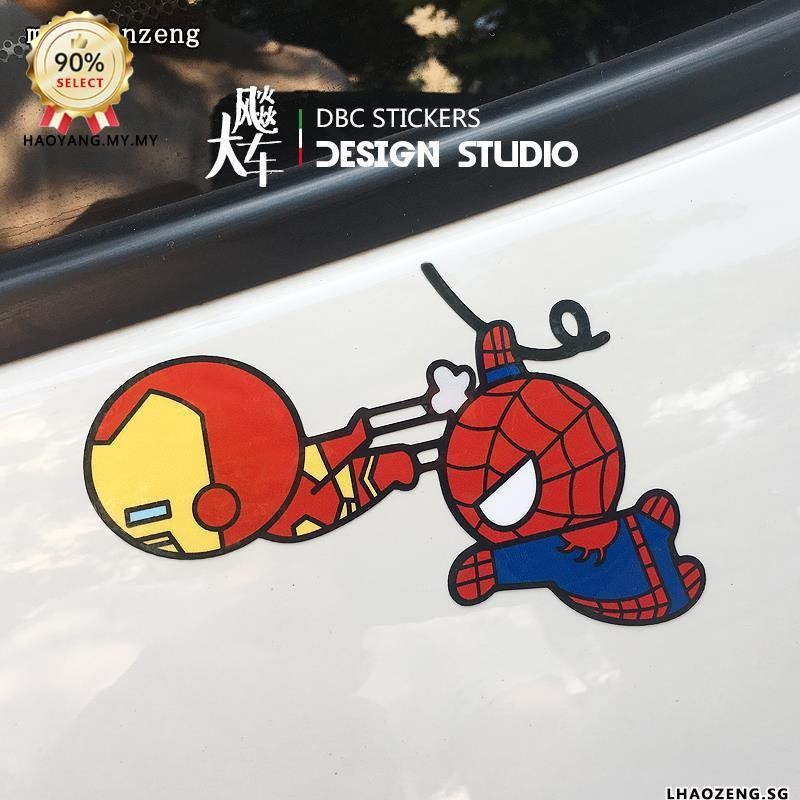 New Product Q Version Spiderman Iron Man Car Sticker Waterproof ...