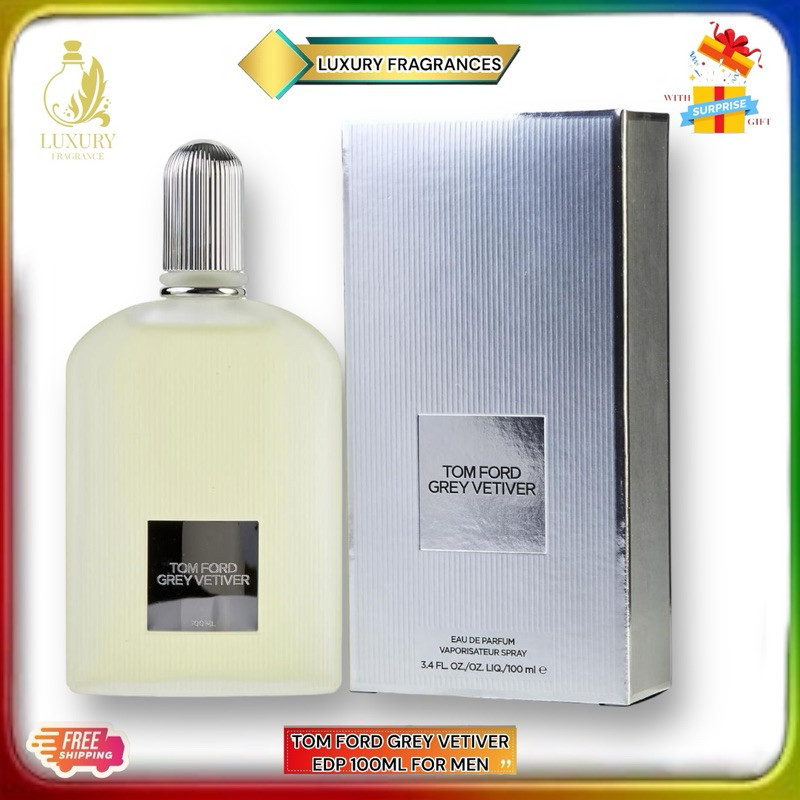 💯 ORI T0M-F0RD GREY VETIVER ( EDP ) FOR MEN 100ML (LONG LASTING 8-10 ...