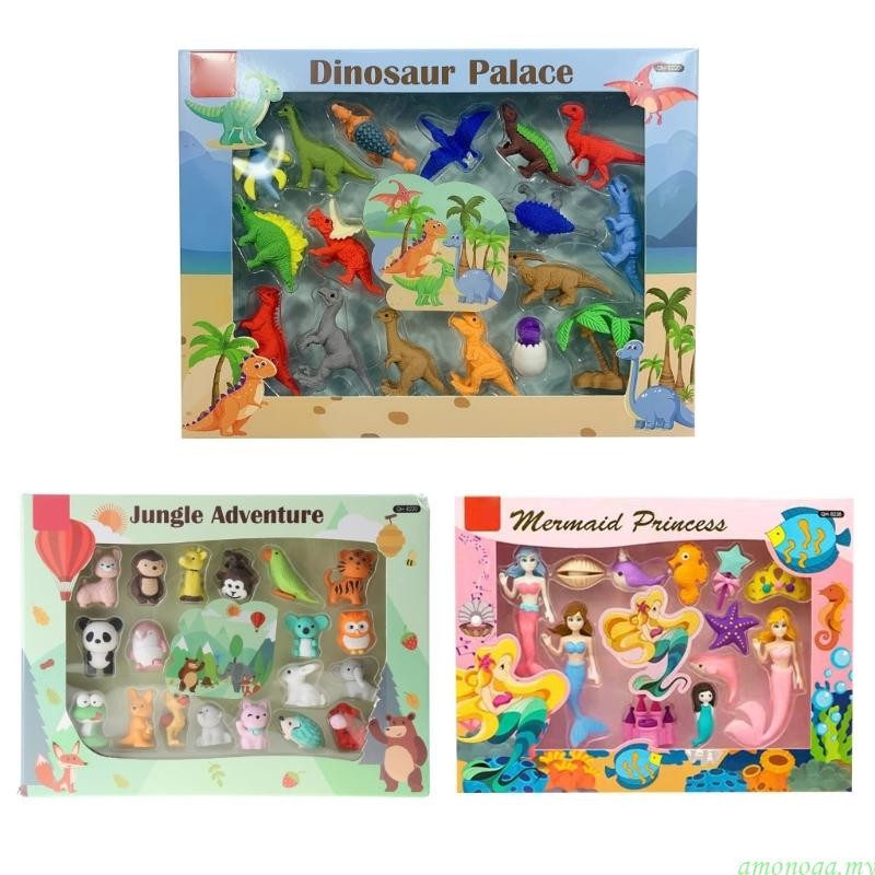 amonoqa 1 Pack Pocket Rubber Erasers Set Dinosaur Design Easy Erasing ...