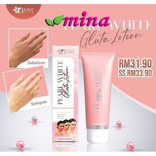 JAMU JELITA Pearl White Gluta Lotion 100gm Losyen pencerah untuk Muka Dan Badan Original HQ ...