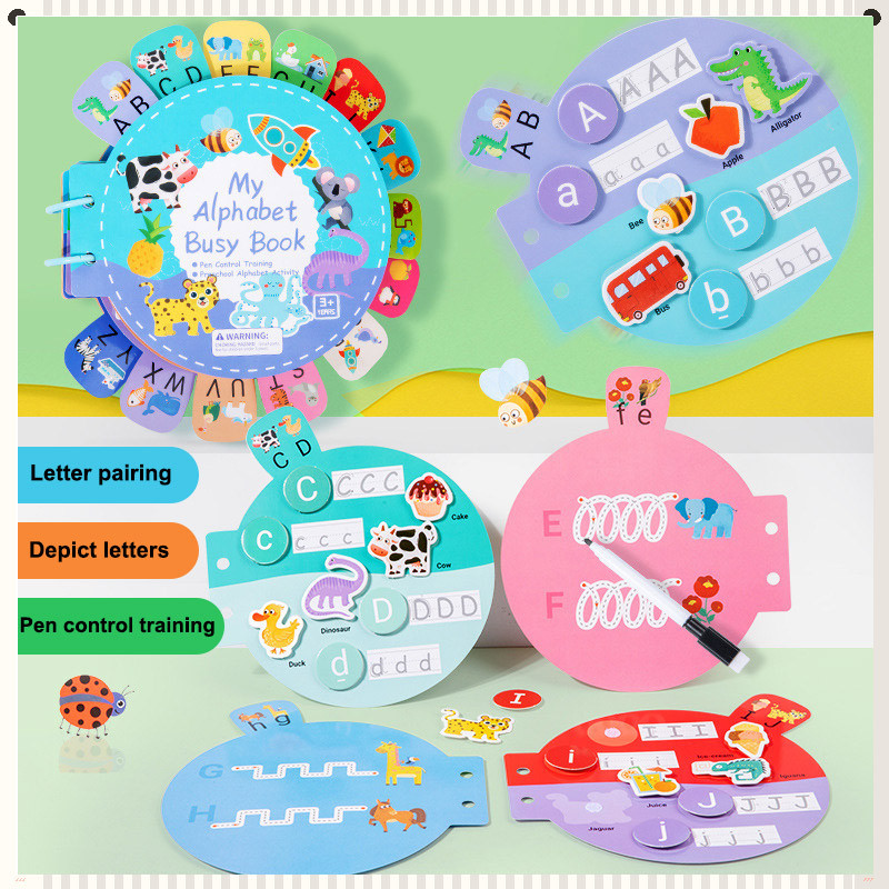 Montessori Busy Book Alphabet Color Numbers Cognition Training Matching ...