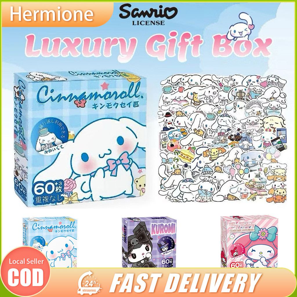 63pcs Sanrio Sticker Box Set Cartoon Cute Waterproof PVC Sticker Gift ...