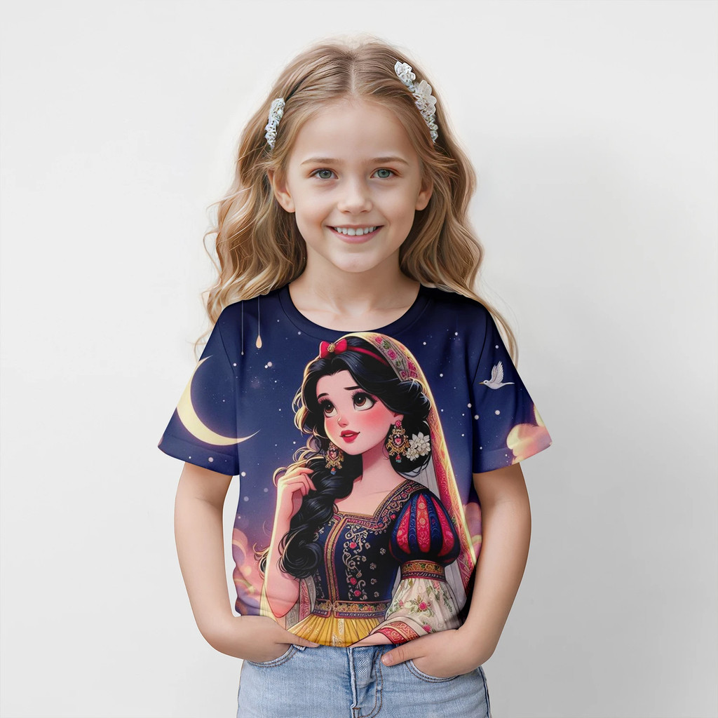 New Summer Kids 3D Printed Cute Cartoon PrincessT-shirt Fashion ...
