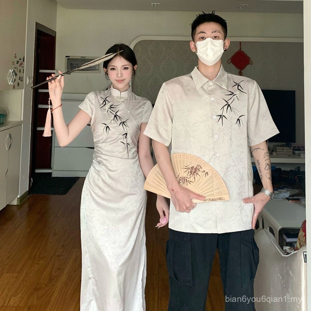 New Chinese Style Couple Wear Summer Niche Design Short-Sleeved Shirt ...