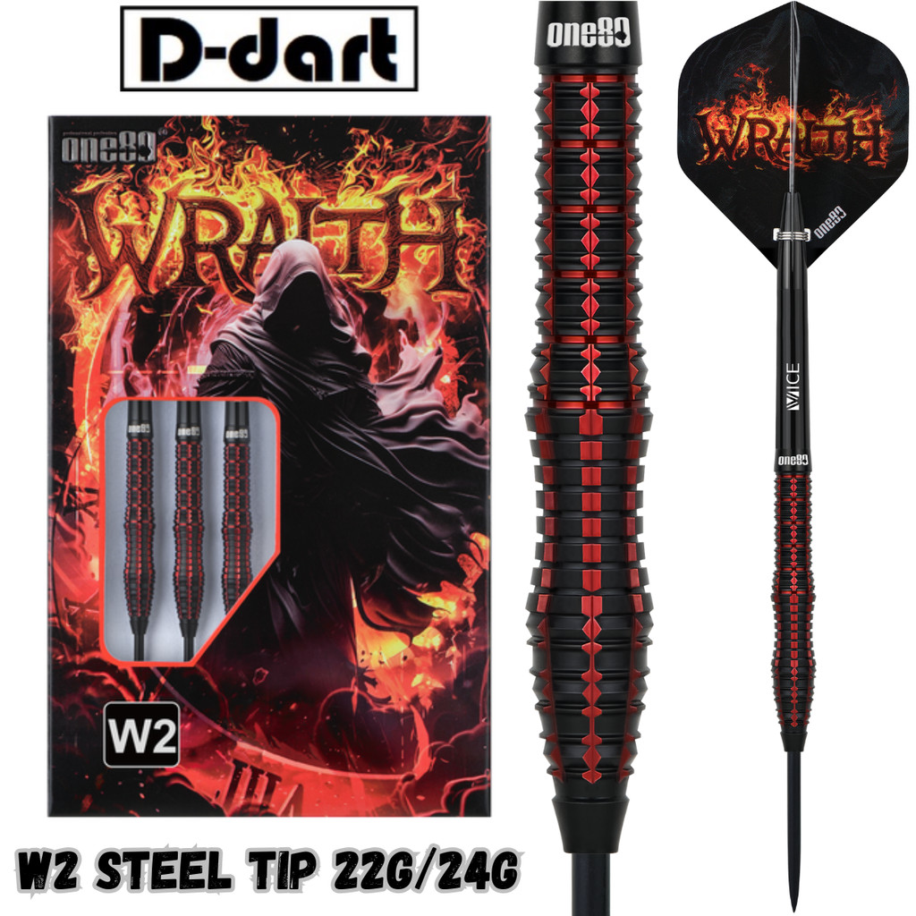 ONE80 STEEL TIP DART - 22G/24G WRAITH W2 90% Tungsten Signature Dart ...