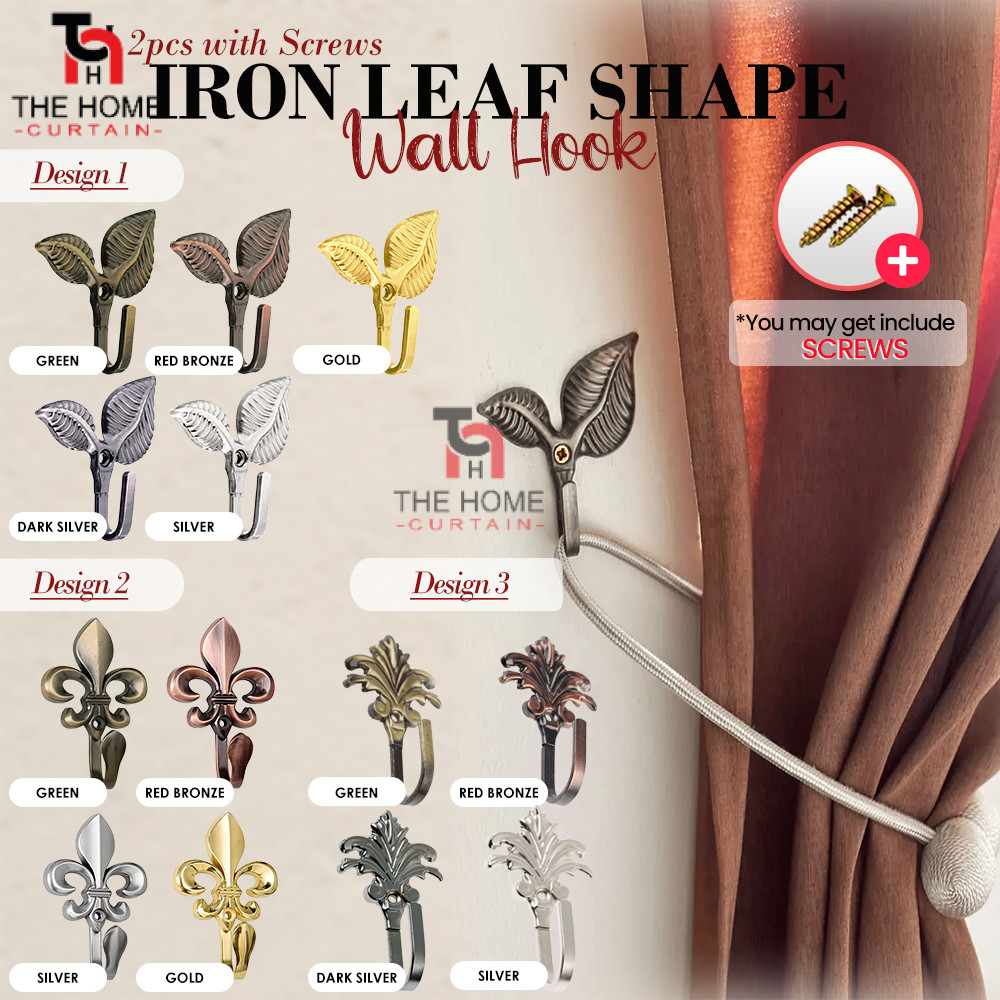 (P1) 3 Design Curtain Side Hooks TieBack 1 Pair (2pcs) / Cangkuk Tepi ...