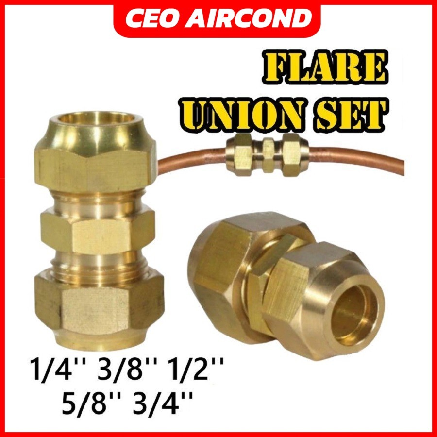 CEOapt FLARE UNION SET Copper Flare Nut 1/4" 3/8" 1/2" 5/8" 3/4" ( 2 ...