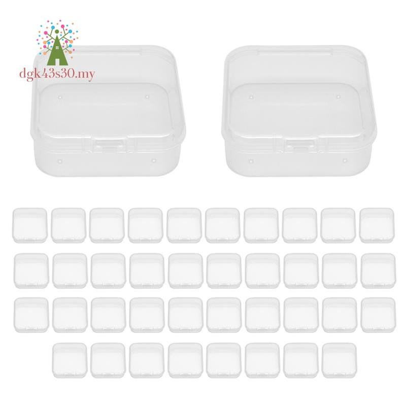 40 Pack Pack Clear Plastic Beads Storage Containers Box with Hinged Lid ...