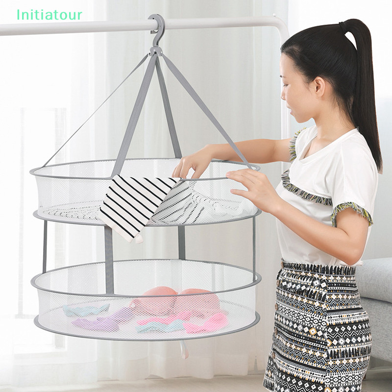 Initiatour Folded Mesh Clothes Drying Net Rack Lay Flat Dry Hanger For ...