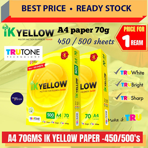 IK Yellow A4 70gsm 100 / 500 Sheets Photocopy Copier Paper Kertas A4 | Shopee Malaysia