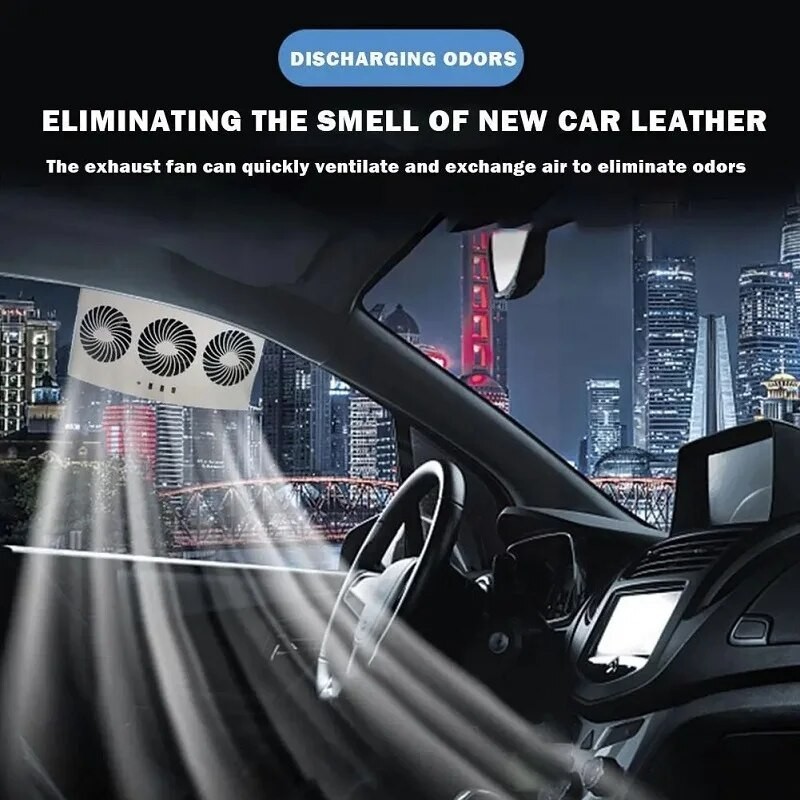 Solar Powered Car Window Fan Portable Air Vent Radiator Circulation ...