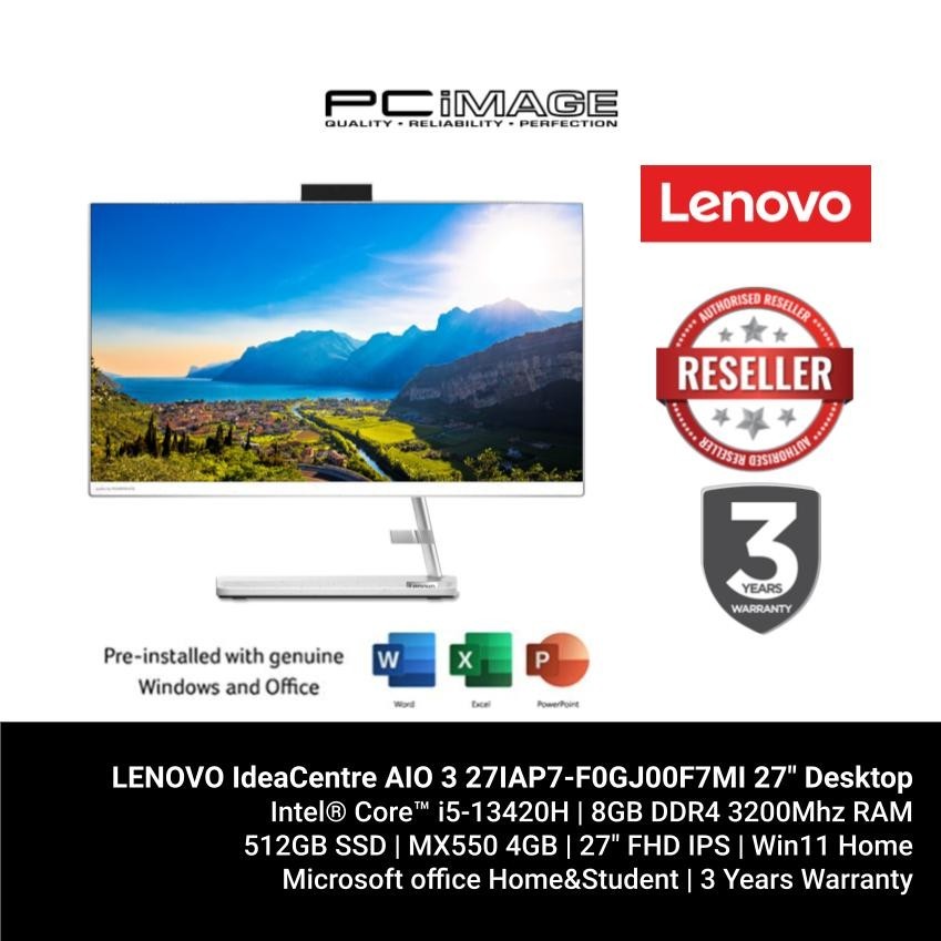 LENOVO IdeaCentre AIO 3 27IAP7-F0GJ00F7MI 27" Desktop PC White (i5-13420H, 8GB DDR4, 512GB SSD ...