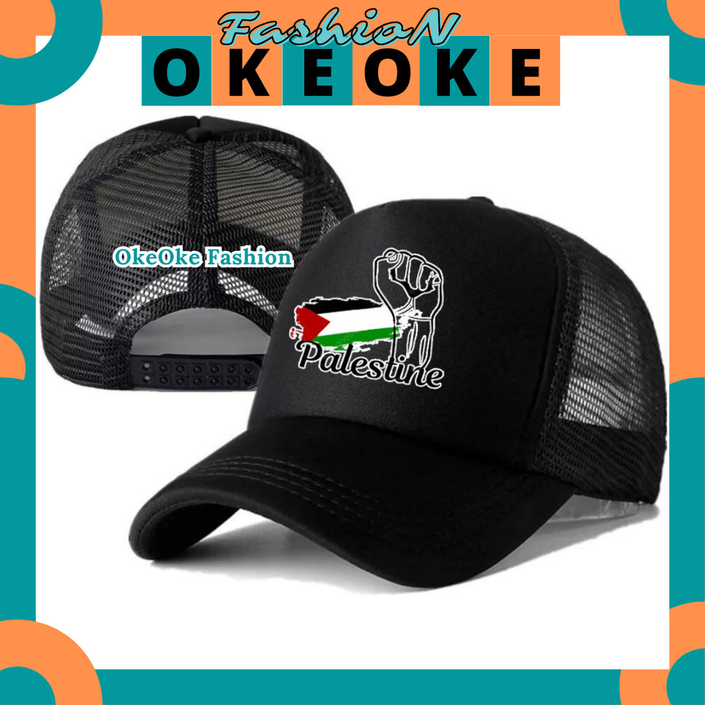 Okeoke Fashion PALESTINE Trucker Hat - Distro Hat FREE PALESTINE Logo ...