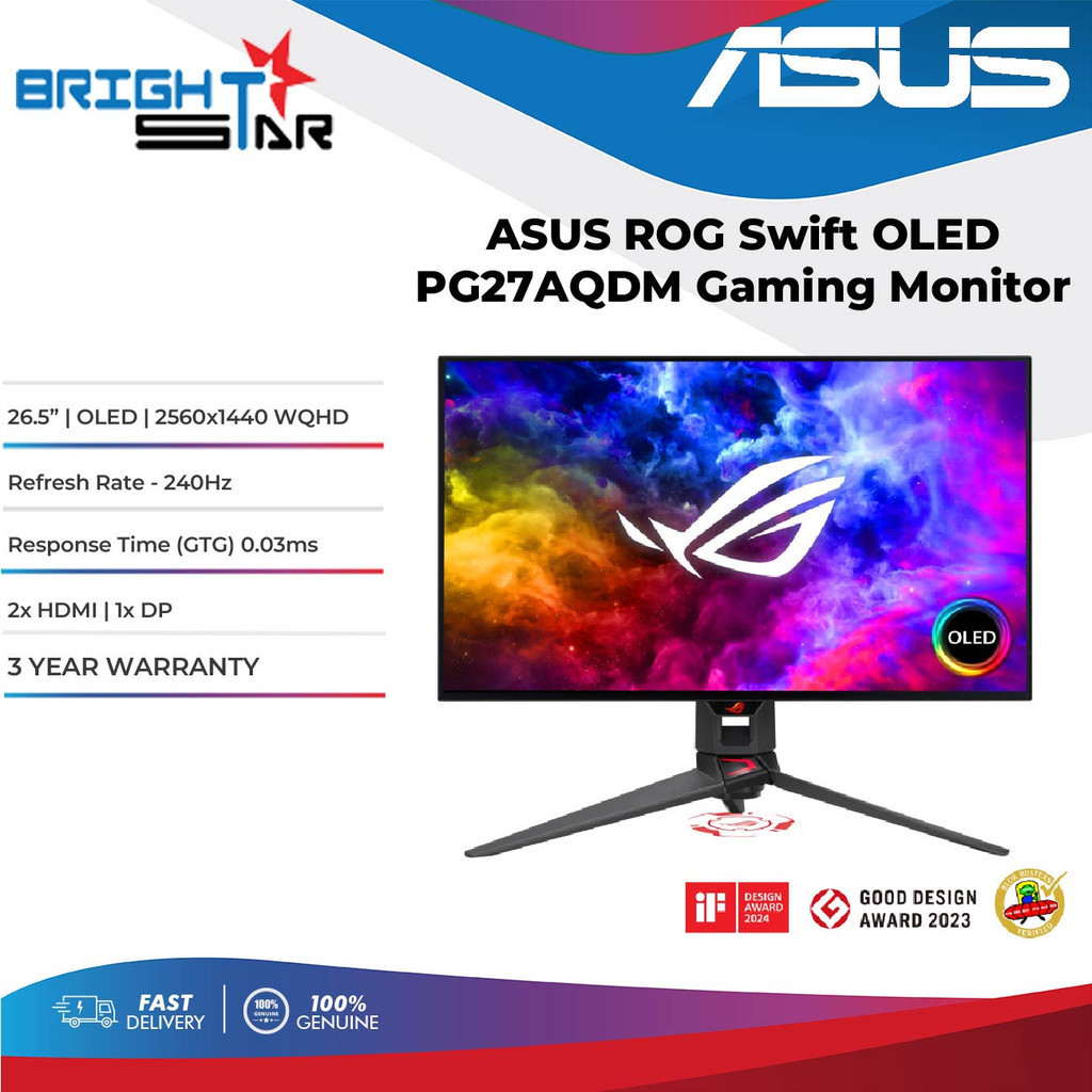 ASUS ROG Swift OLED PG27AQDM Gaming Monitor - 26.5"/OLED/2560x1440/2K ...