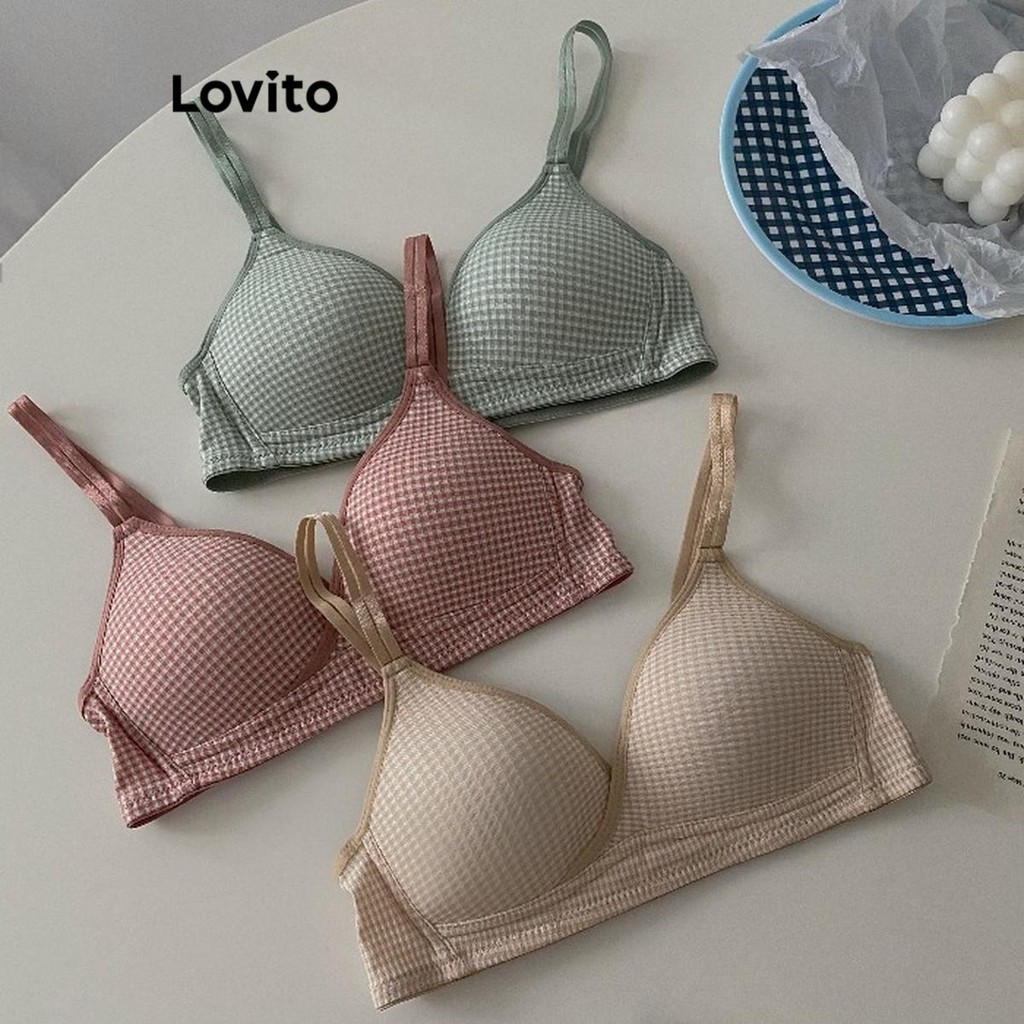 Lovito Casual Plaid Basic Bralette for Women LNL54034 Bralette Basic ...