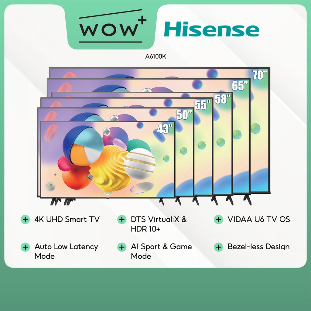 Hisense A6100K Series 4K UHD Smart TV - 50"-70", Featuring DTS Virtual ...