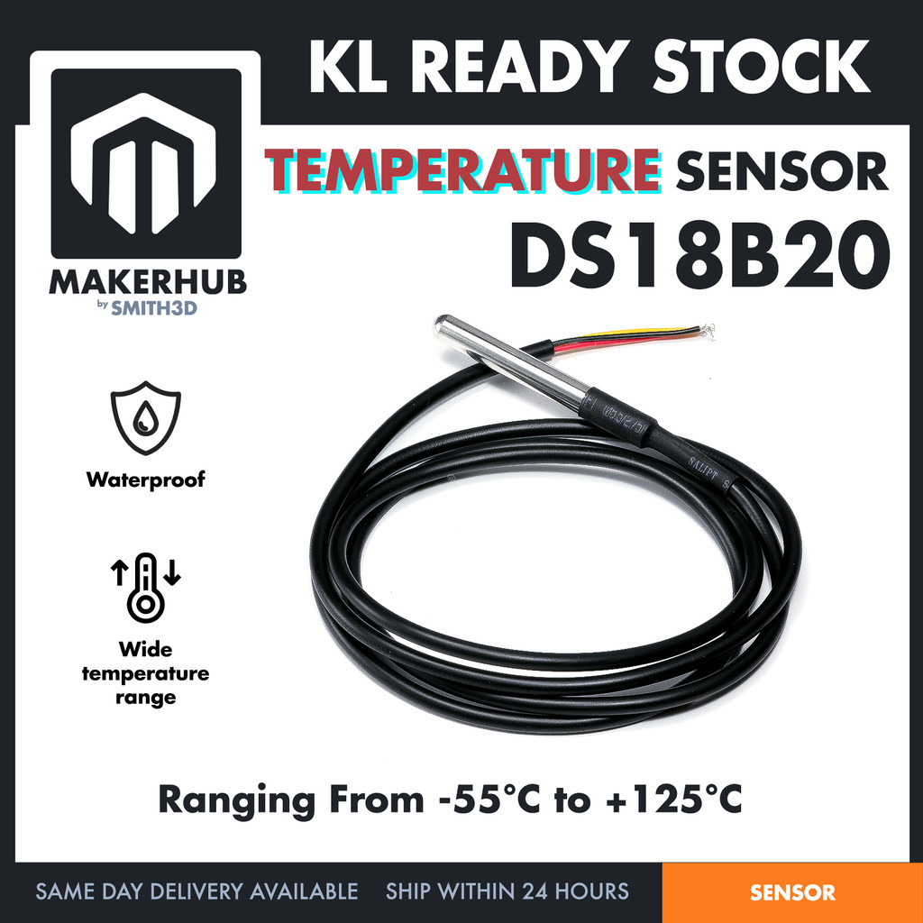 Temperature Sensor DS18B20 Temperature Measurement Probe WaterProof 18B20 | Shopee Malaysia