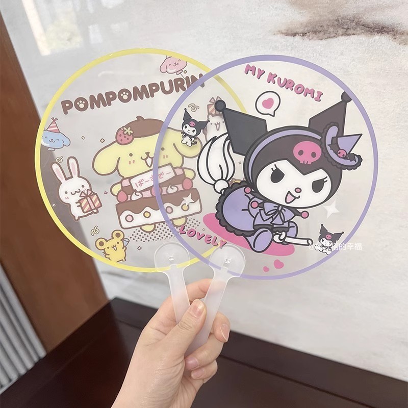 Kawaii Fan Cartoon Kuromi Melody Transparent Summer Fan Girls Students ...
