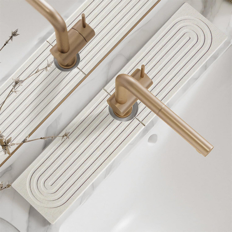 Diatomaceous Mud Mat Absorbent Faucet Mat Set for Kitchen Bathroom Fast ...