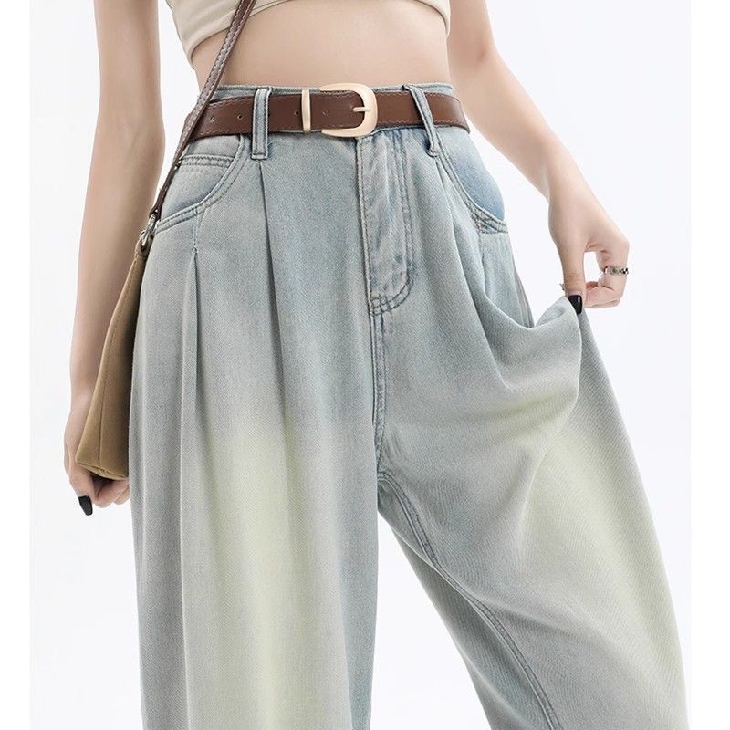 Light-colored Washed Denim Wide-Leg Pants Women Summer Thin High ...