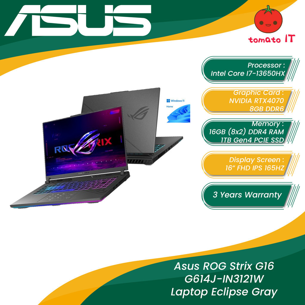 ASUS ROG STRIX G16 G614J-IN3121W (I7-13650HX/16GB/1TB NVME/RTX4070 8GB ...