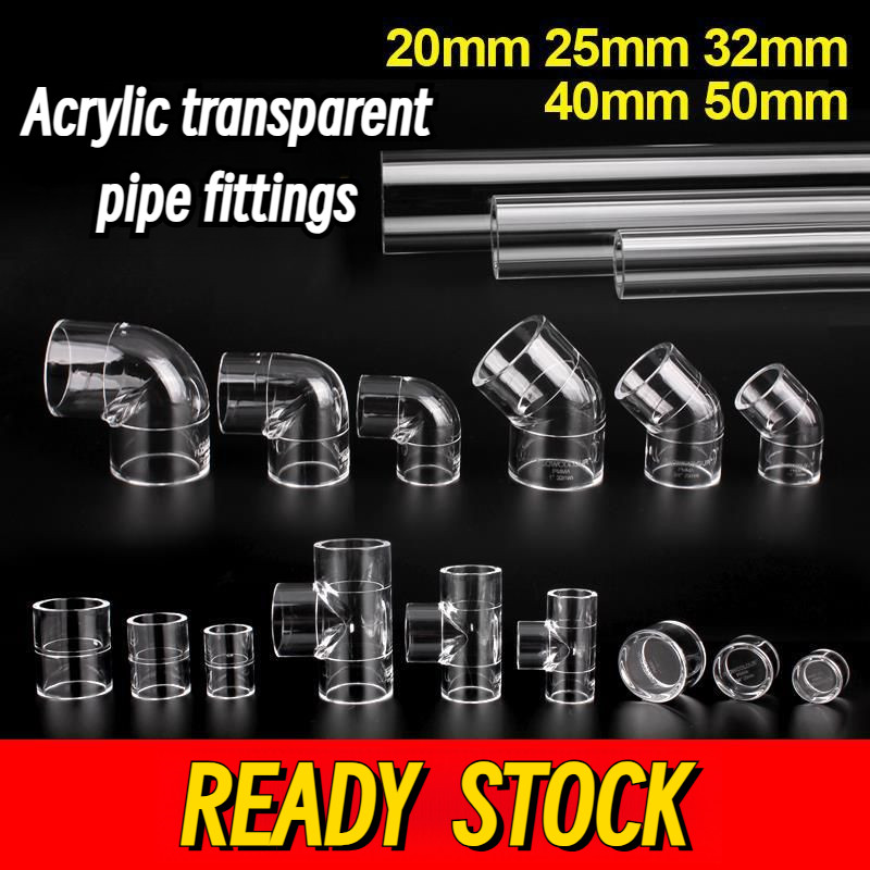 Aquarium transparent water pipe acrylic pipe fittings elbow tee joint ...