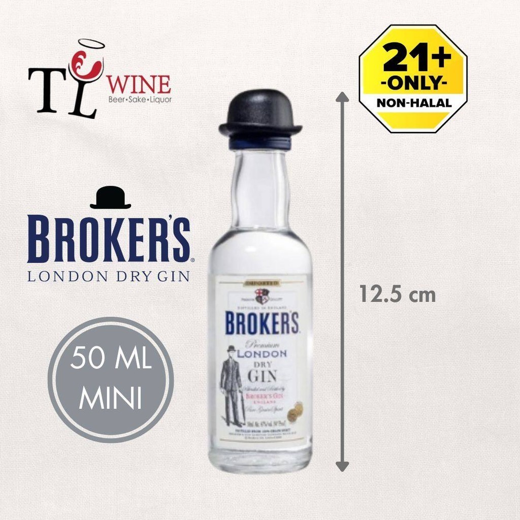Broker's London Dry Gin 50ml 5cl Alc: 40% Duty paid 100% ORIGINAL mini ...