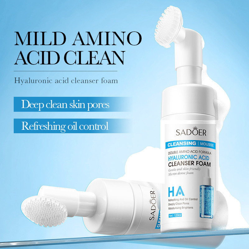 ROREC SADOER Hyaluronic Acid Mousse Face Wash Amino Acid Deep Clean Pores Moisturizing Foam ...